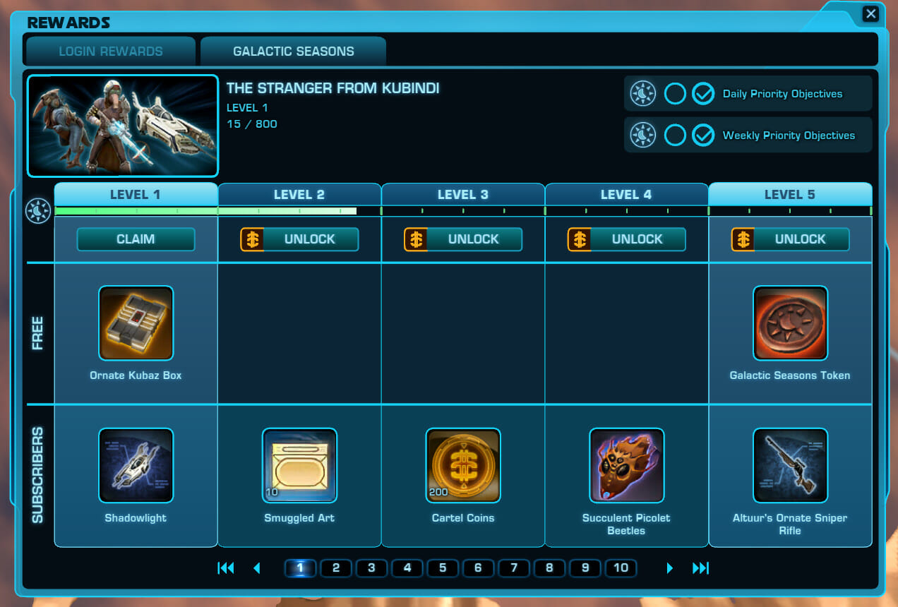 SWTOR Galactic Seasons Guide and Rewards