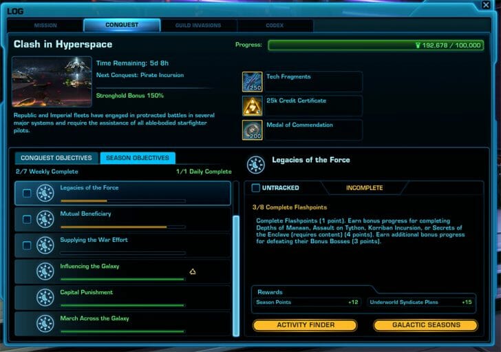 SWTOR Galactic Seasons Guide and Rewards
