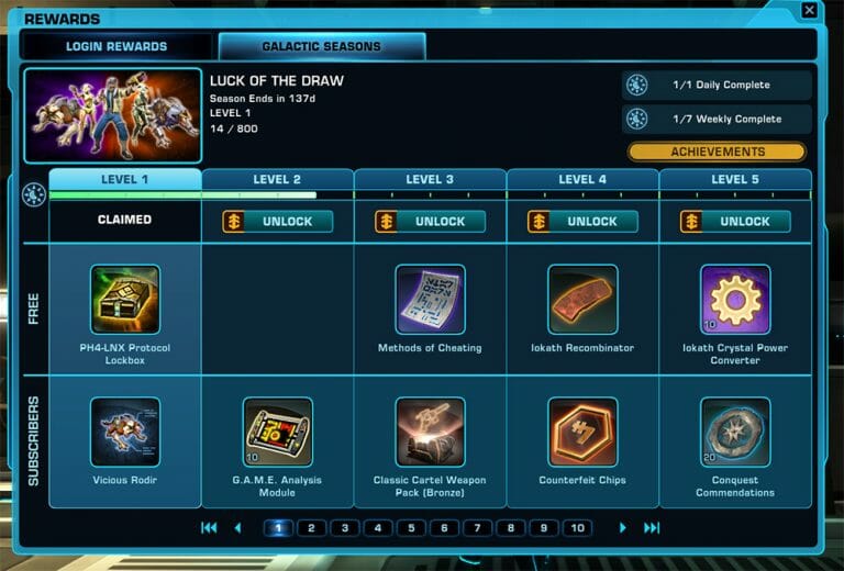 SWTOR Galactic Seasons Guide and Rewards – Season 3, 2022