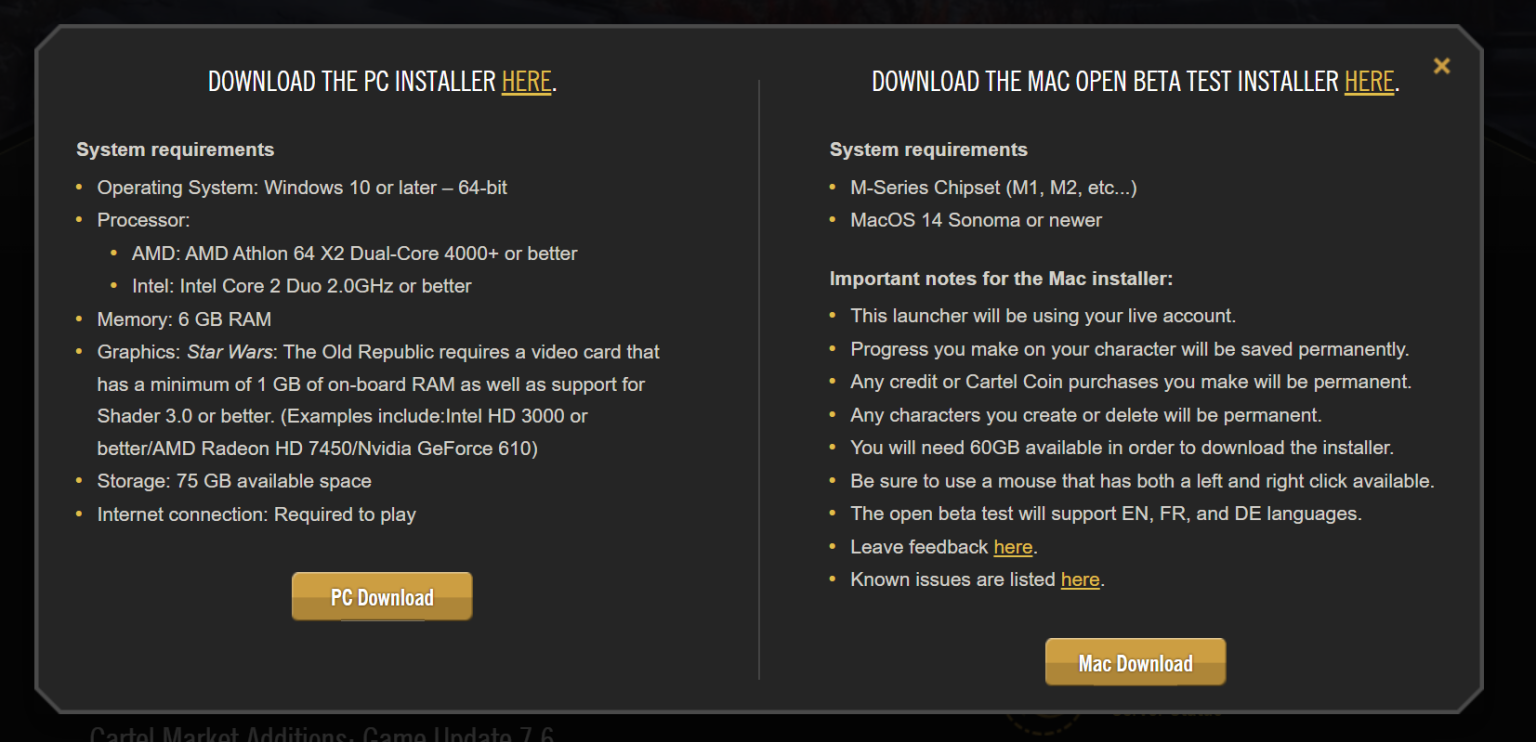 SWTOR Mac Launcher is in Open Beta Testing! All Mac users may Download ...